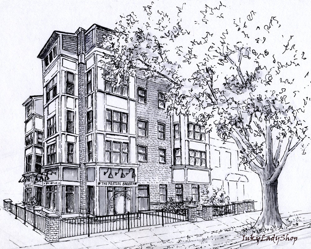 Custom house drawing. Custom architectural pen and ink sketch. | Etsy