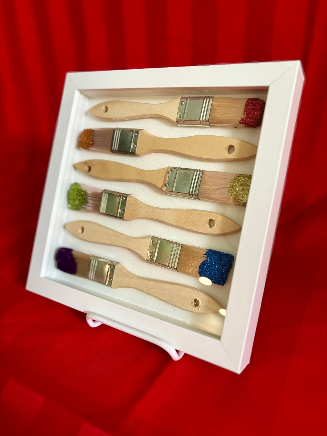 Paintbrush Wall Decor, 1" Paintbrush Rainbow Glitter Wall Art, Modern ...