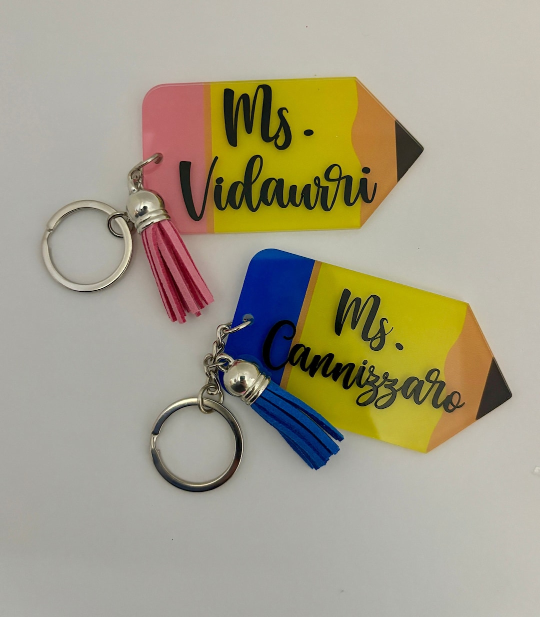 Custom Pencil Teacher Student School Staff Keychain, School Staff ...