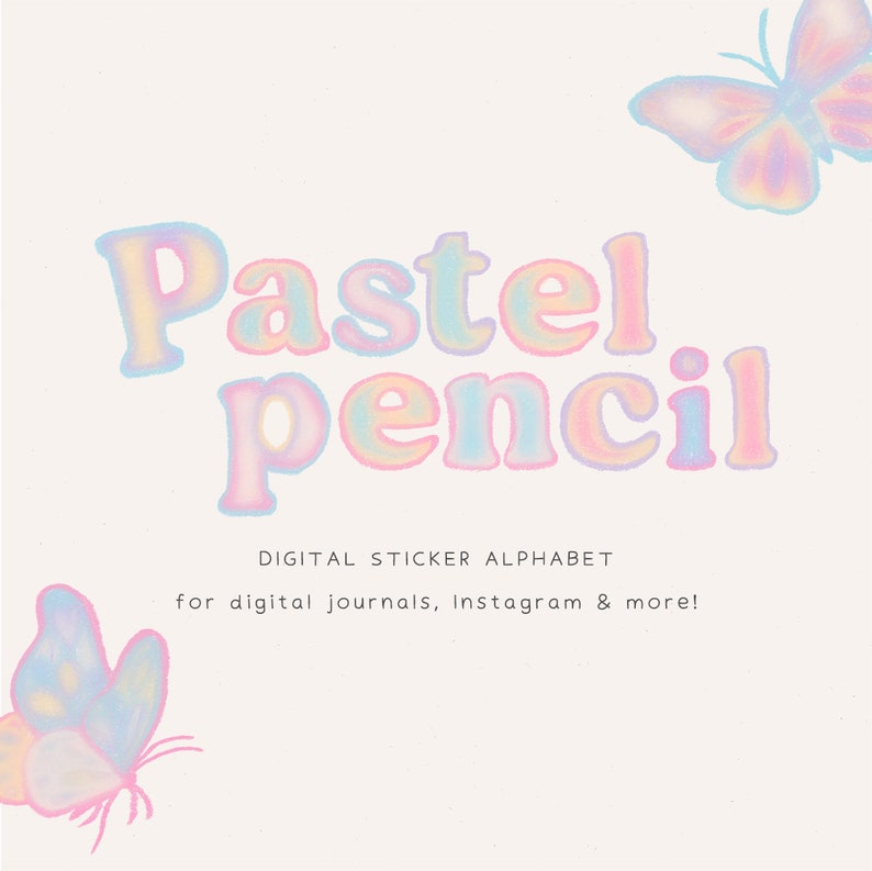 Pastel Crayon Alphabet Stickers: Realistic Pencil Lettering (digital ...