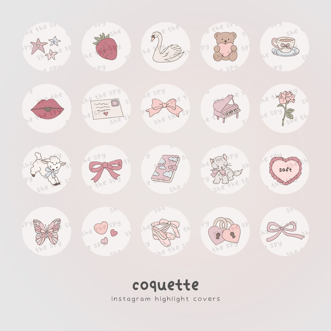 Coquette Instagram Story Highlights, Pink IG Icons, Bow Aesthetic ...