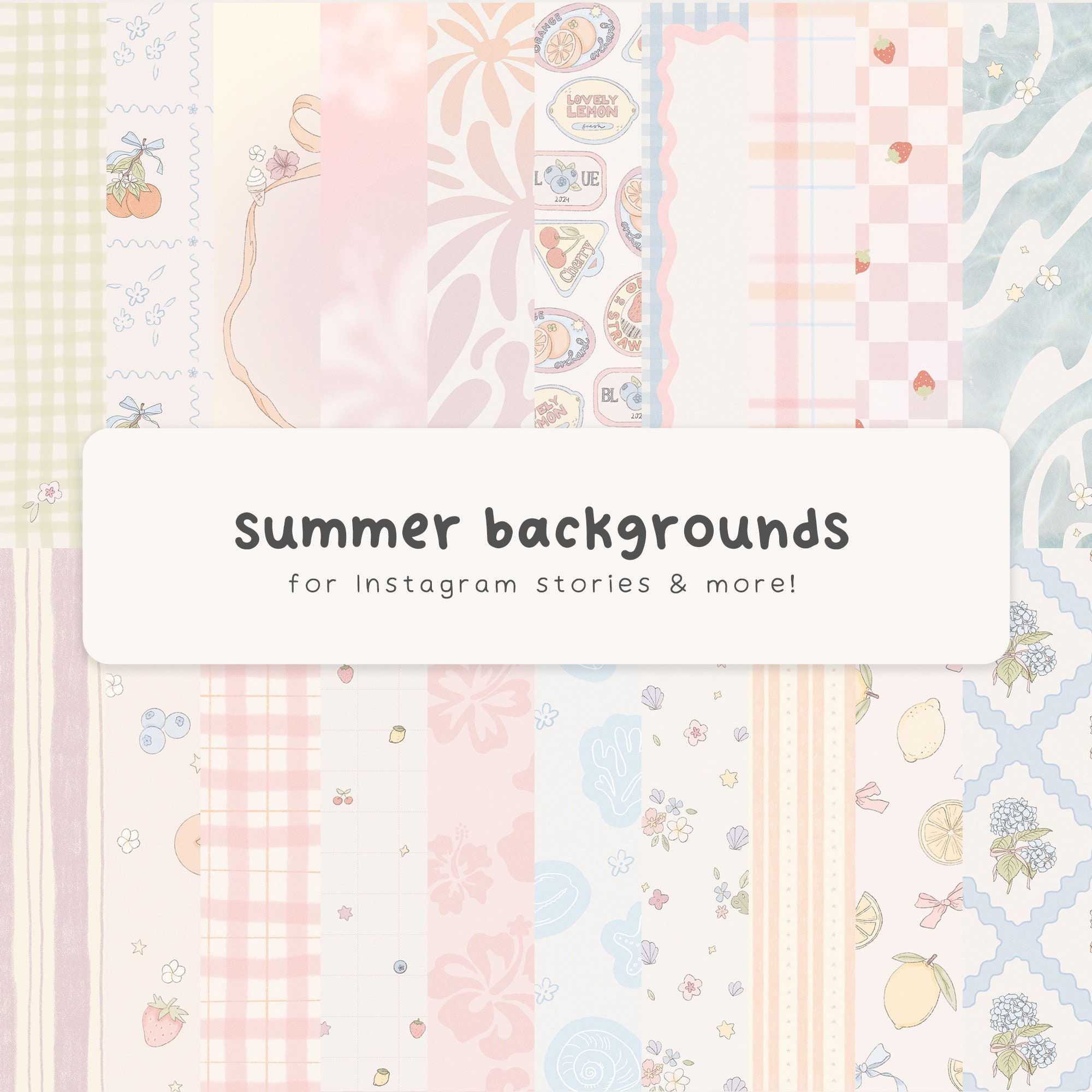 Summer Instagram Story Backgrounds Bundle Pastel Backgrounds Beach ...