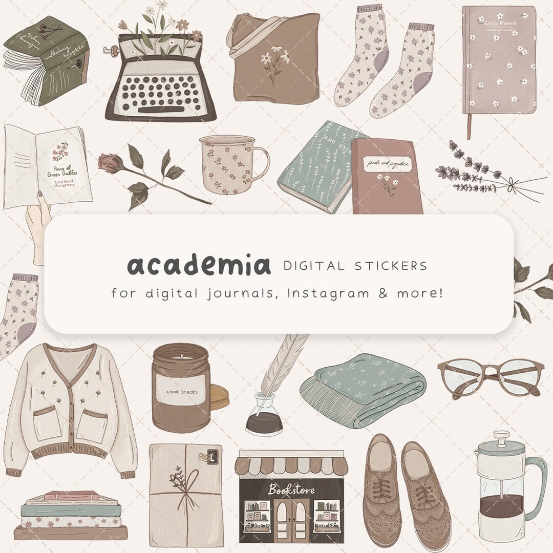 Academia Digital Stickers, Light Academia Goodnotes Stickers, Digital ...