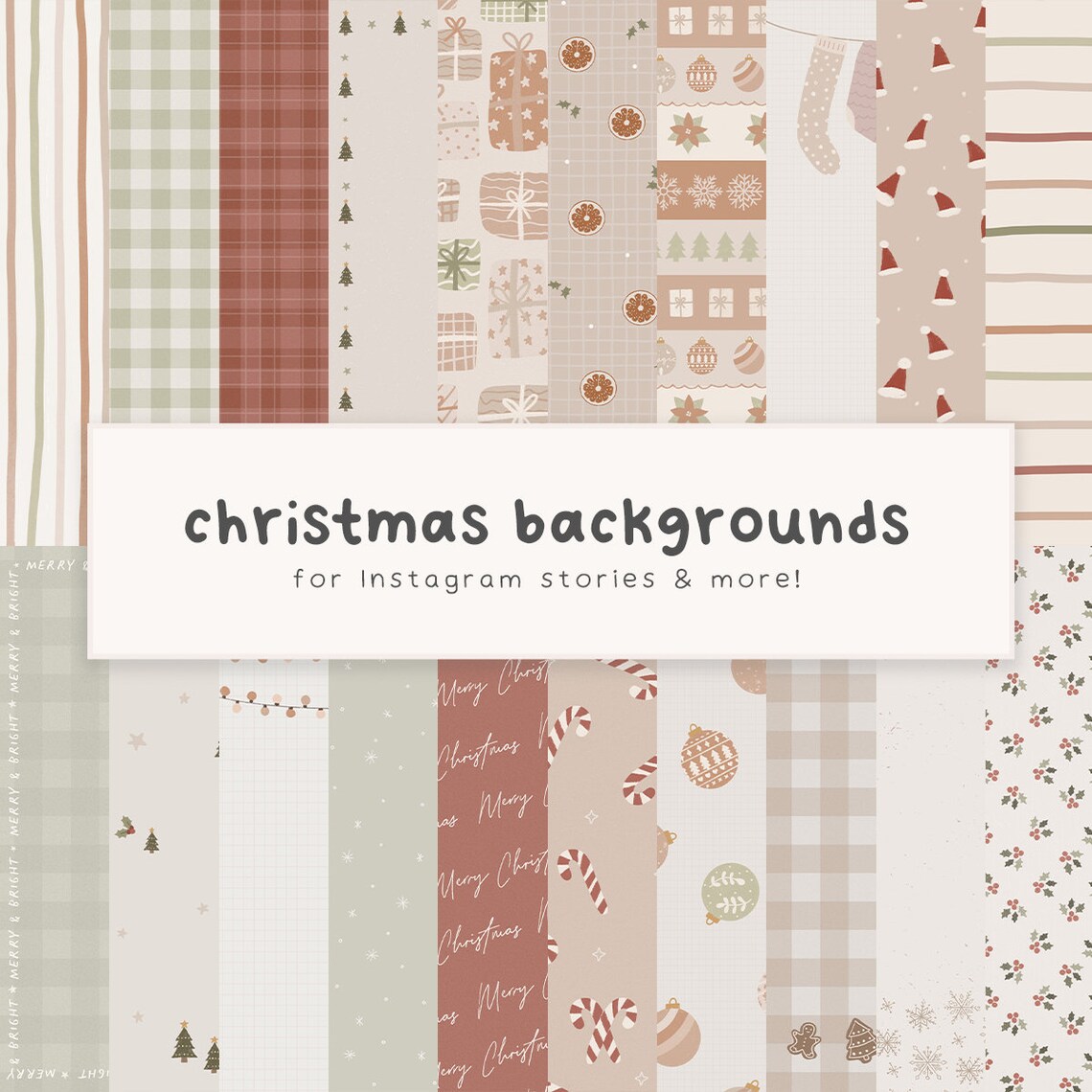 20 Christmas Instagram Story Backgrounds Bundle Festive Backgrounds ...