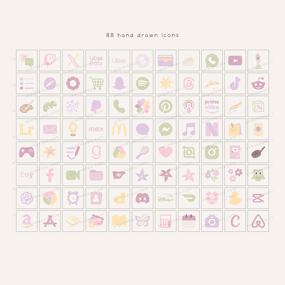 Rapunzel Aesthetic Icon Theme, Hand Drawn App Icons, Princess Home ...