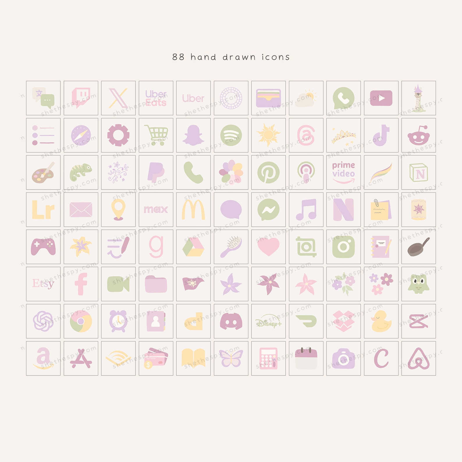 Rapunzel Aesthetic Icon Theme, Hand Drawn App Icons, Princess Home ...