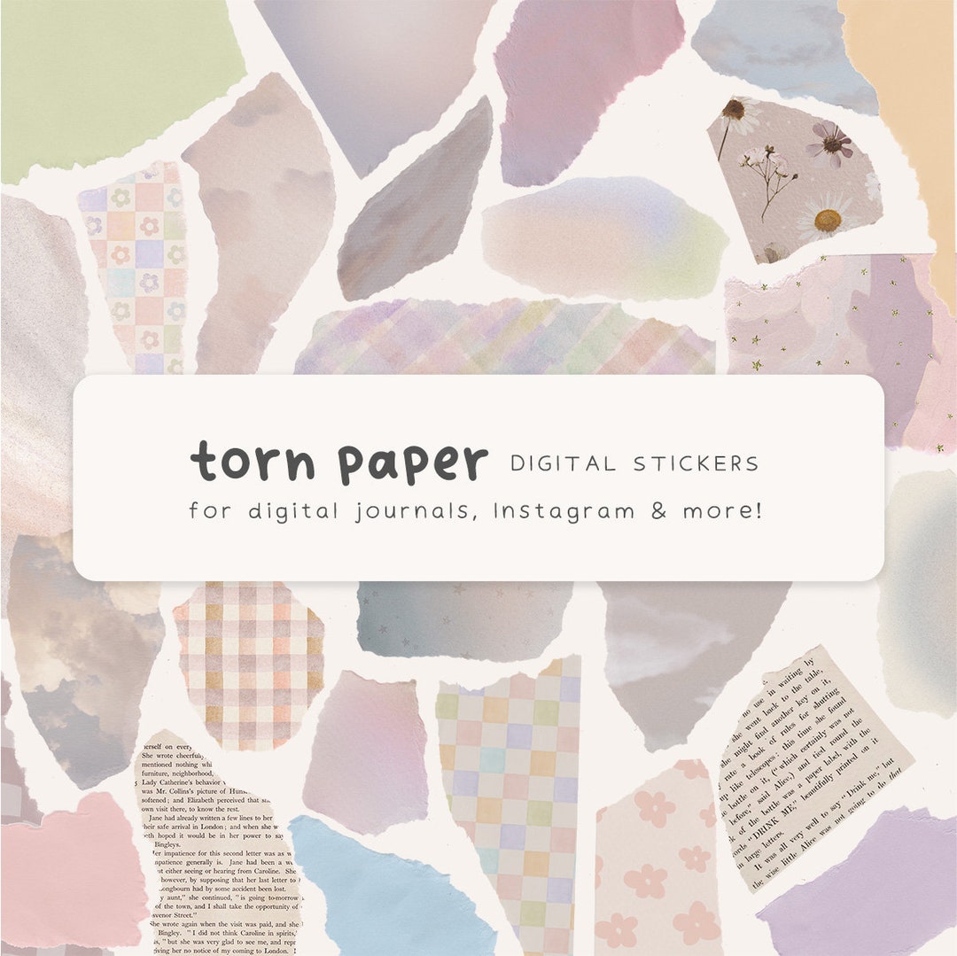 Torn Paper Elements, Digital Stickers for Goodnotes, Notability Etc ...