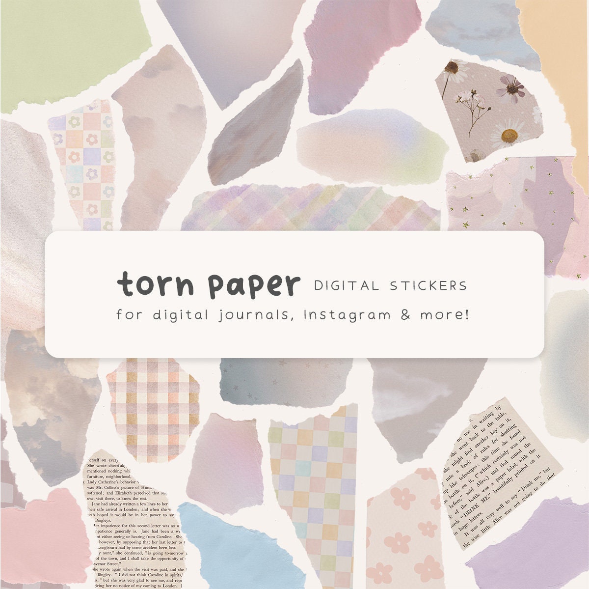 Torn Paper Elements, Digital Stickers for Goodnotes, Notability Etc ...