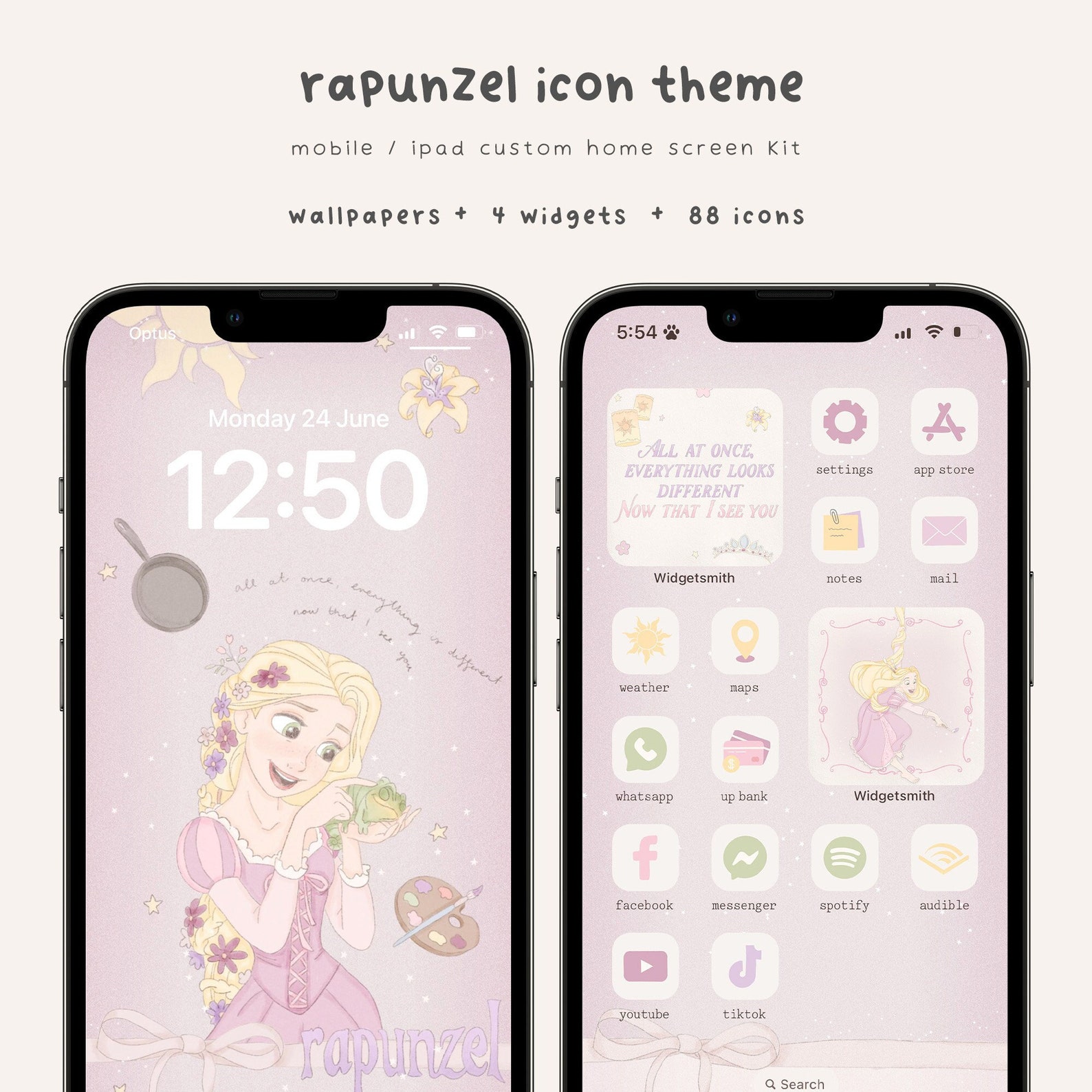 Rapunzel Aesthetic Icon Theme, Hand Drawn App Icons, Princess Home ...