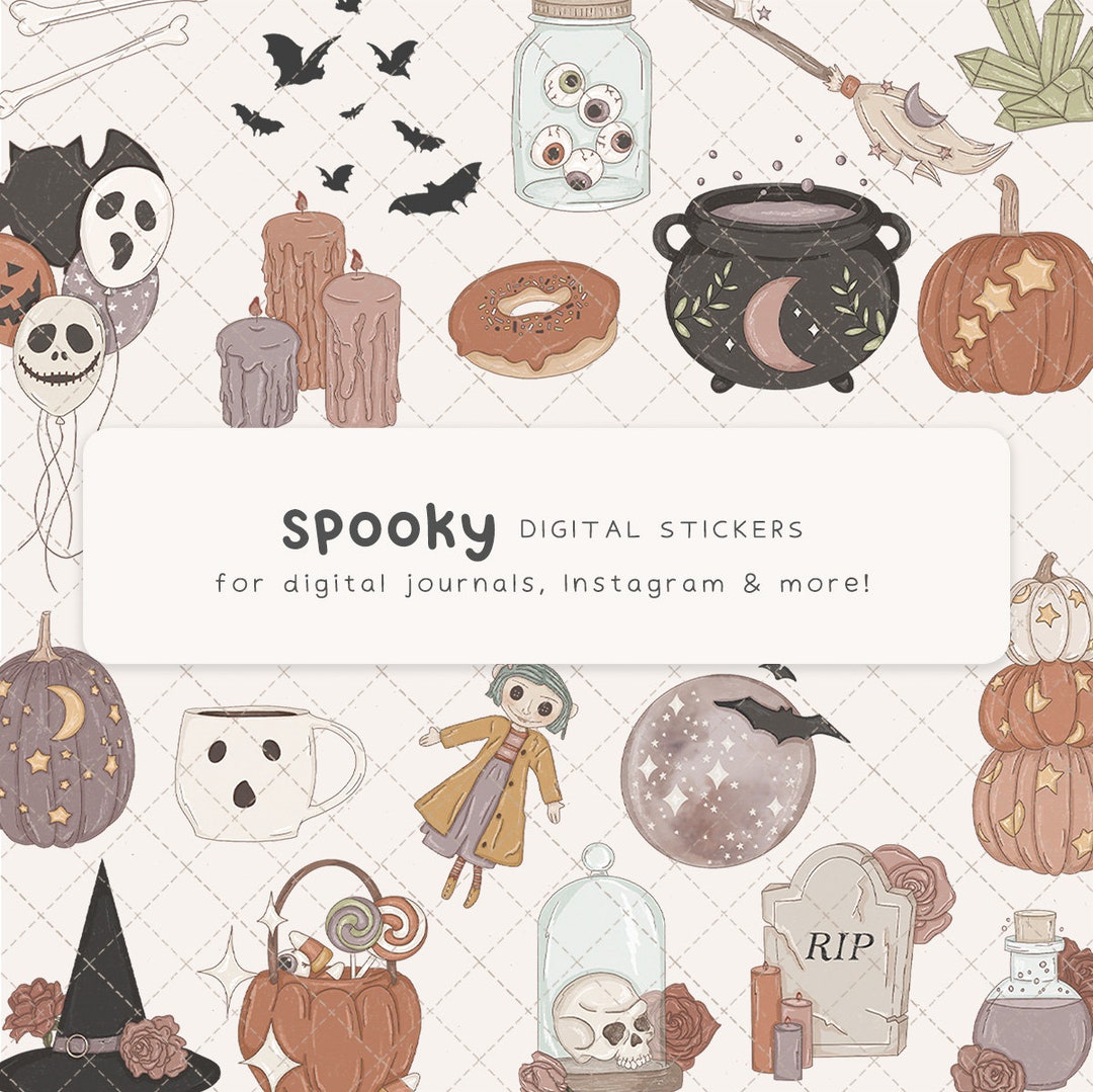 Spooky Halloween Digital Planner Stickers (PNG) - Etsy