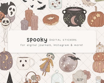 Halloween Digital Planner Stickers - Spooky October Calendar Theme ...