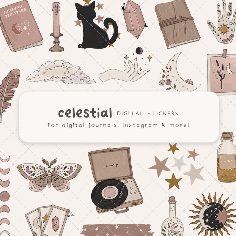 Celestial Digital Stickers, Witch Goodnotes Stickers, Digital Planner ...