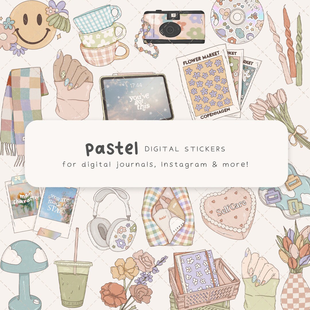 Pastel Digital Stickers, Danish Pastel Goodnotes Stickers, Digital ...