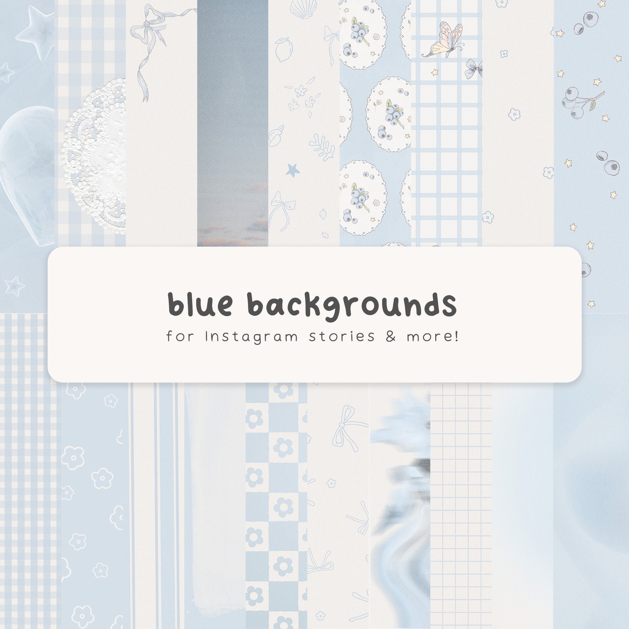 Blue Instagram Story Backgrounds Bundle Pastel Blue Backgrounds Pale ...