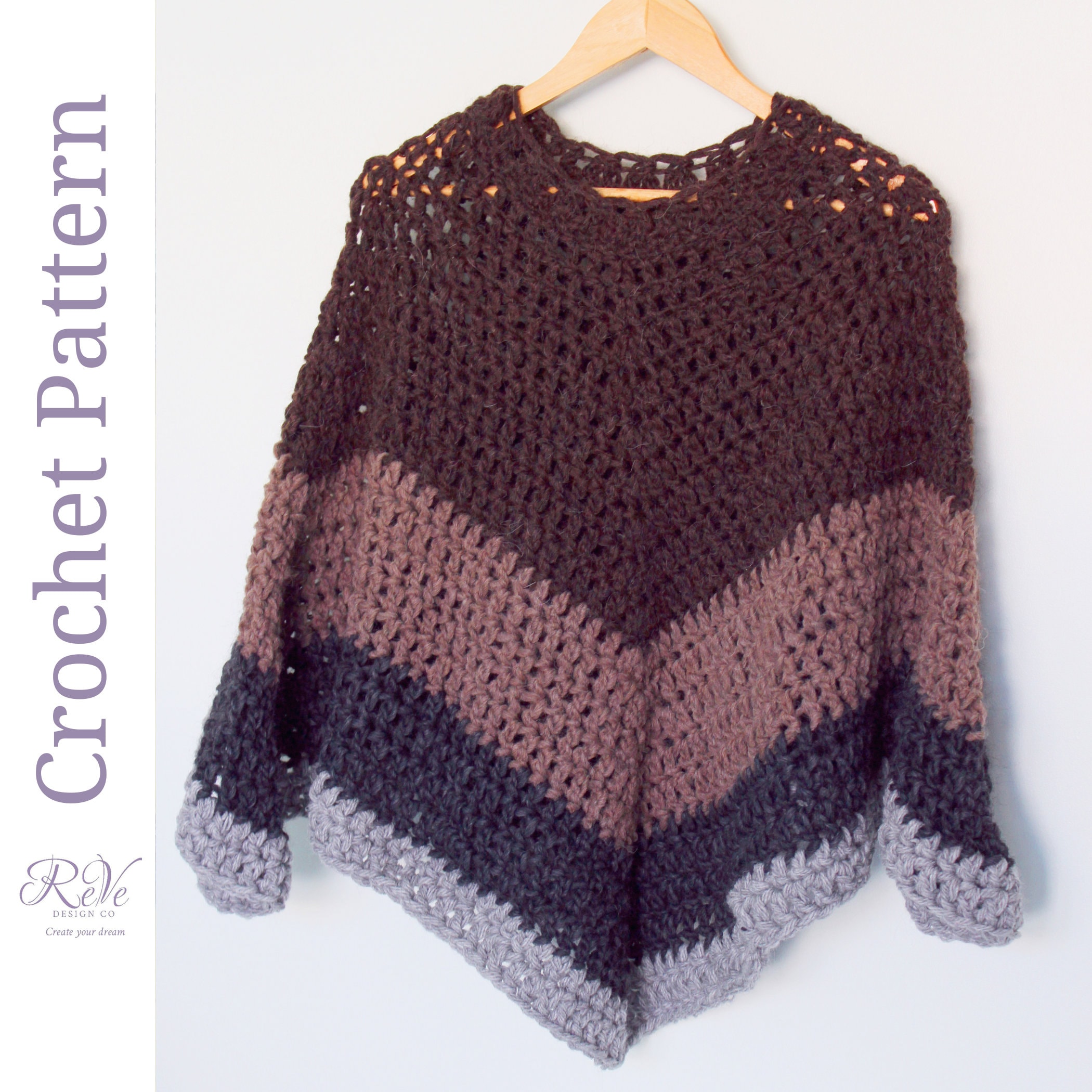 Chunky Crochet Poncho Pattern, Beginners Poncho, Beginner Crochet ...