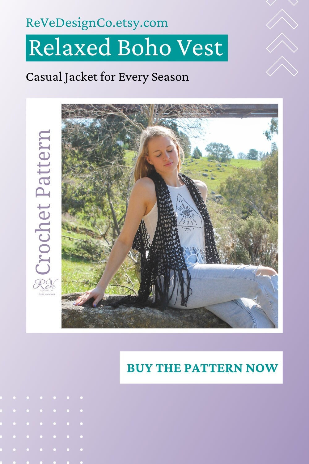 Boho Crochet Vest Pattern, Relaxed Boho Vest, Fringed Vest, Casual Vest ...