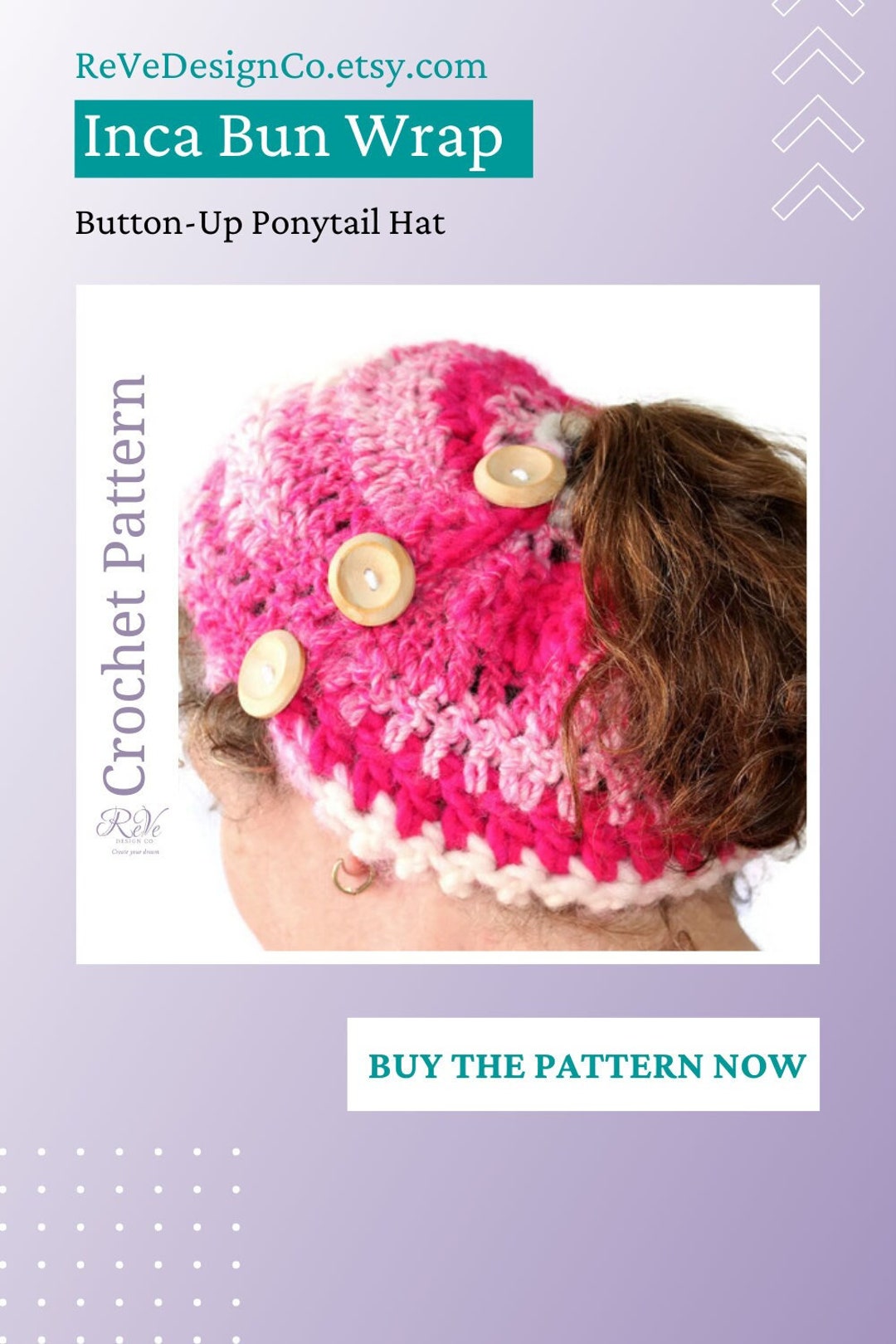 Crochet Messy Bun Pattern, Beginners Ponytail Hat. Button up Head Wrap ...