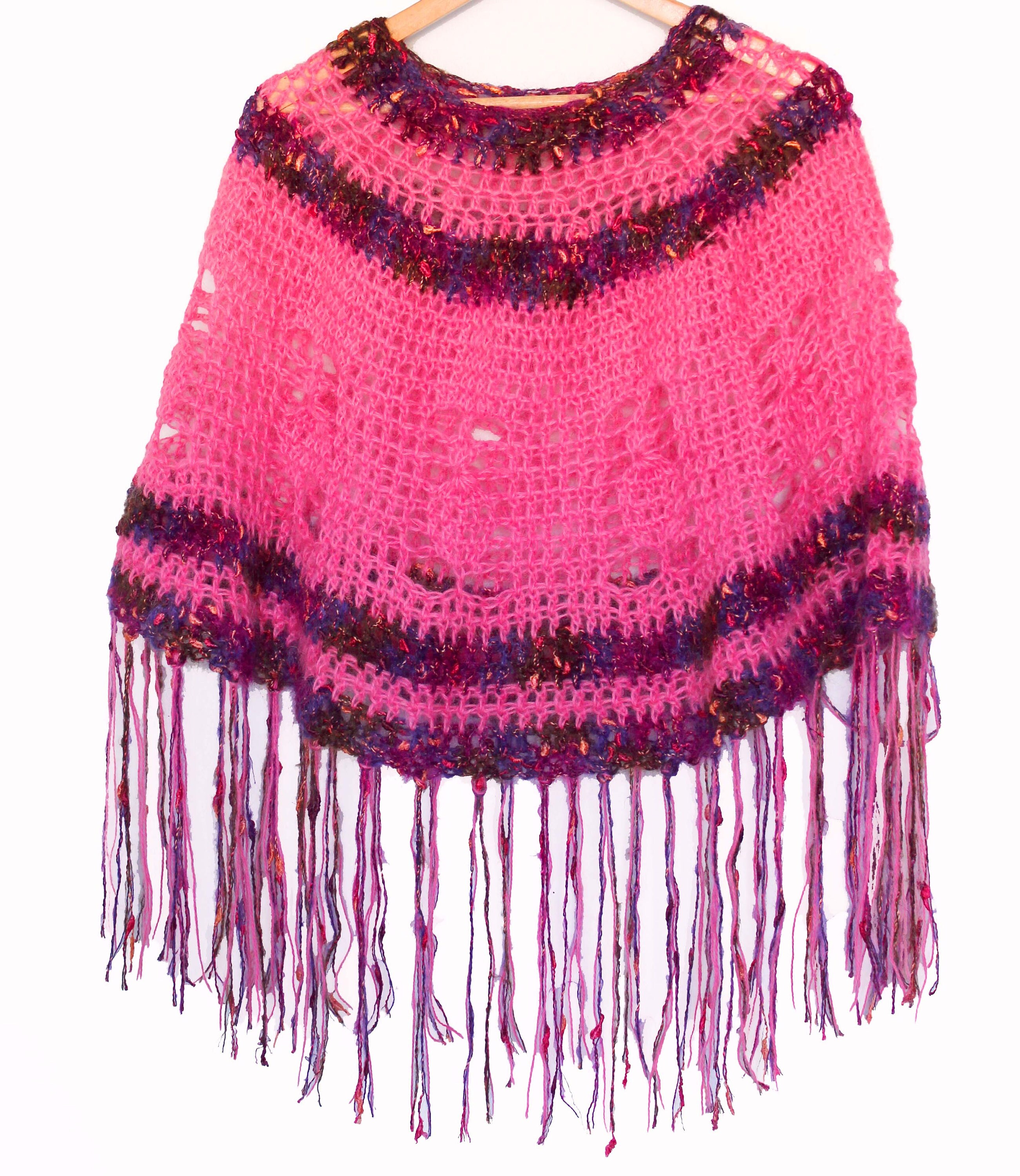 Womens Easy Crochet Poncho Pattern With Fancy Pineapple - Etsy