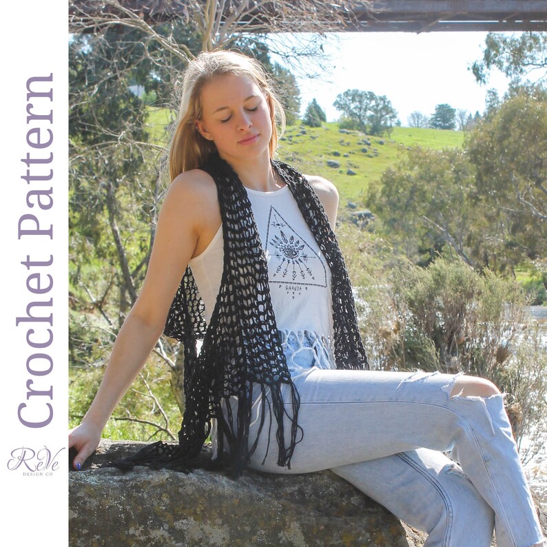 Boho Crochet Vest Pattern Relaxed Boho Vest Fringed Vest - Etsy Australia