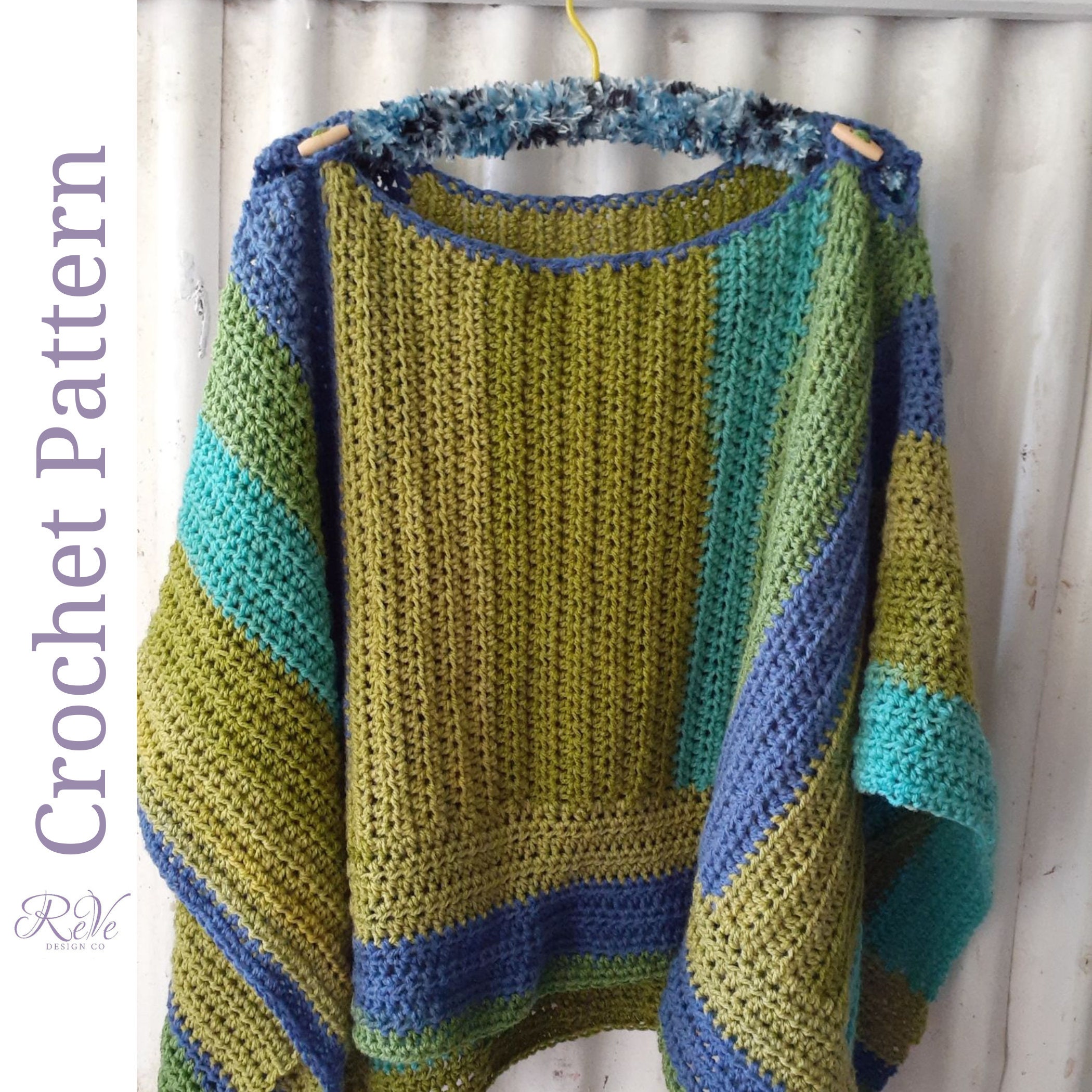 Rectangle Crochet Poncho Pattern Unisex Poncho (Download Now) - Etsy
