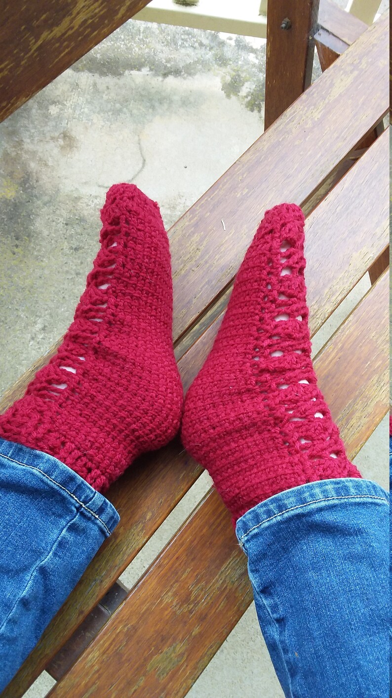 Crochet Ankle Sock Pattern. Lace Top and Solid Sole. Ideal for Around ...