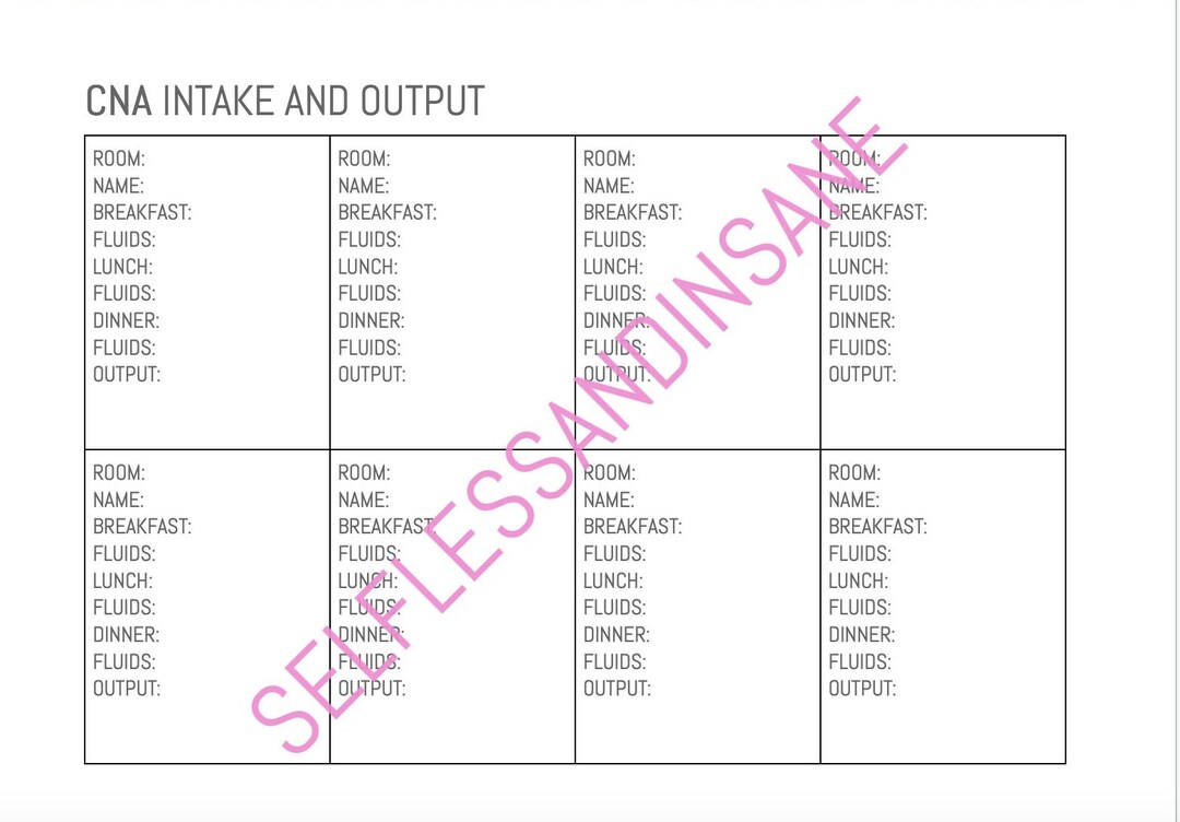 CNA/PCT Intake and Output Sheet - Etsy