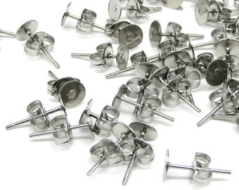 100 8mm Stainless Steel Earring Posts - Etsy
