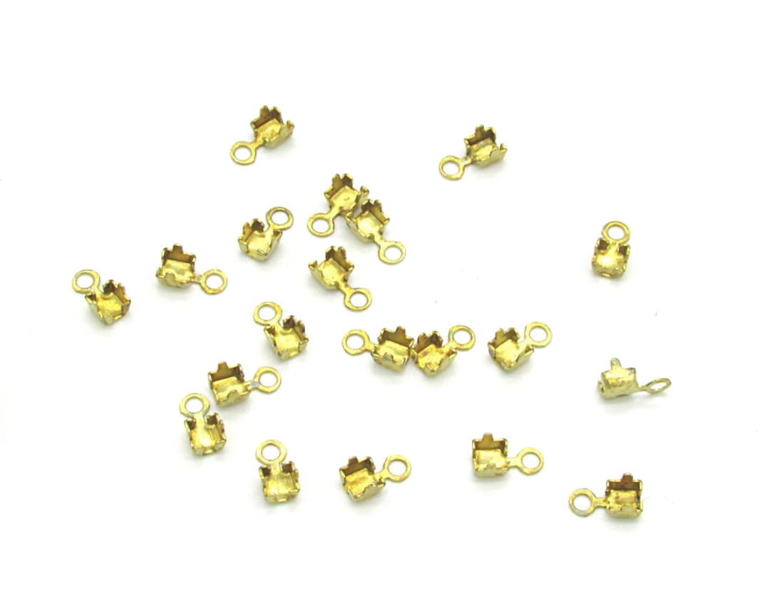 18pp Brass Cup Chain Connectors, 2.5mm Foldover Terminators for ...