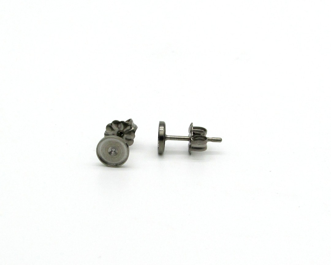 Round Bezel Titanium Earring Posts 5mm 6mm Cabochon Settings - Etsy