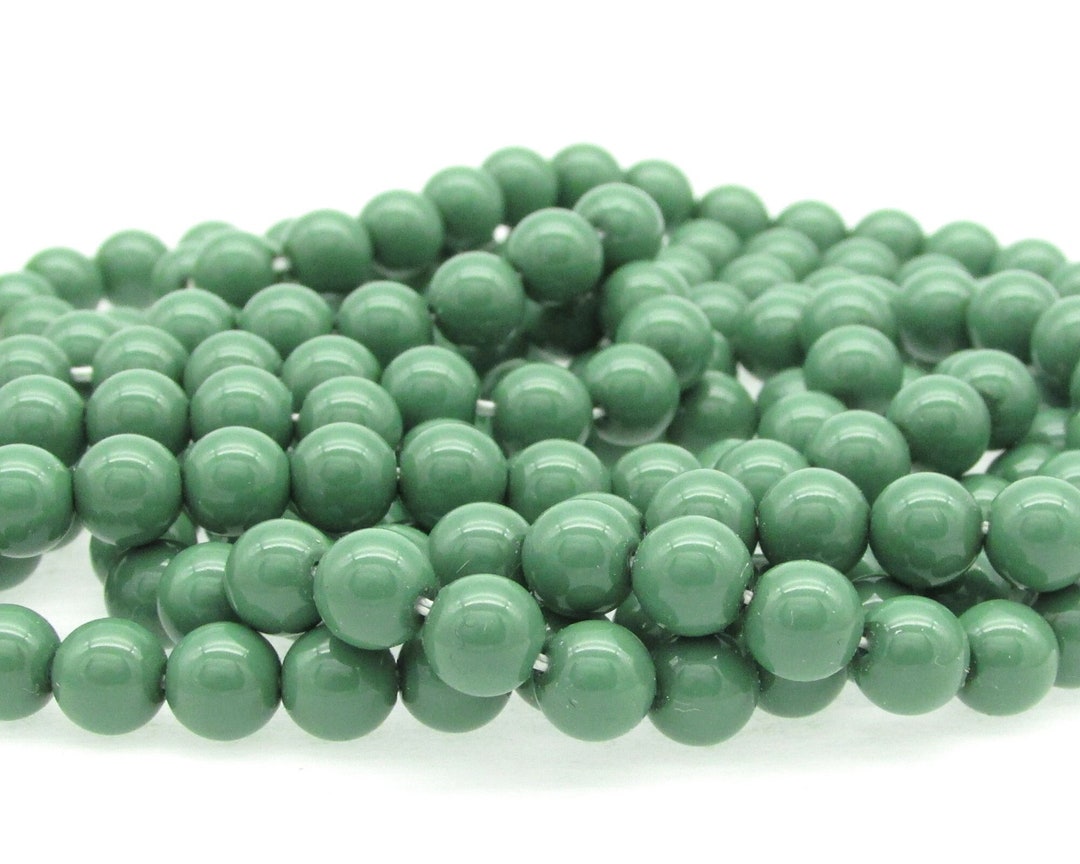 Round Preciosa Crystal Nacre Pearls, 6mm 8mm 10mm Opaque Sage Green ...