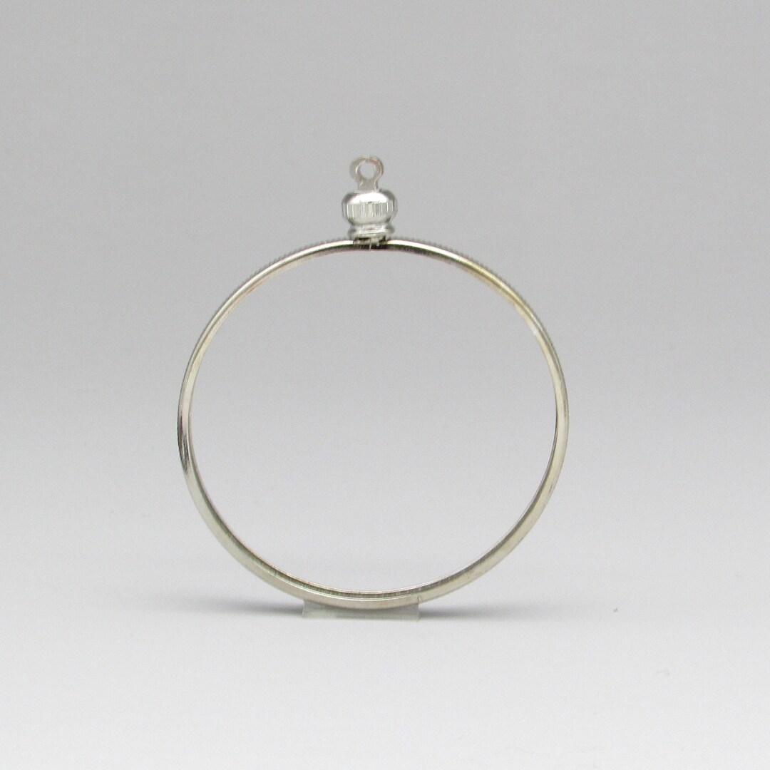 Silver Tone 37mm Coin Holder With Screw Top Channel Bezel - Etsy