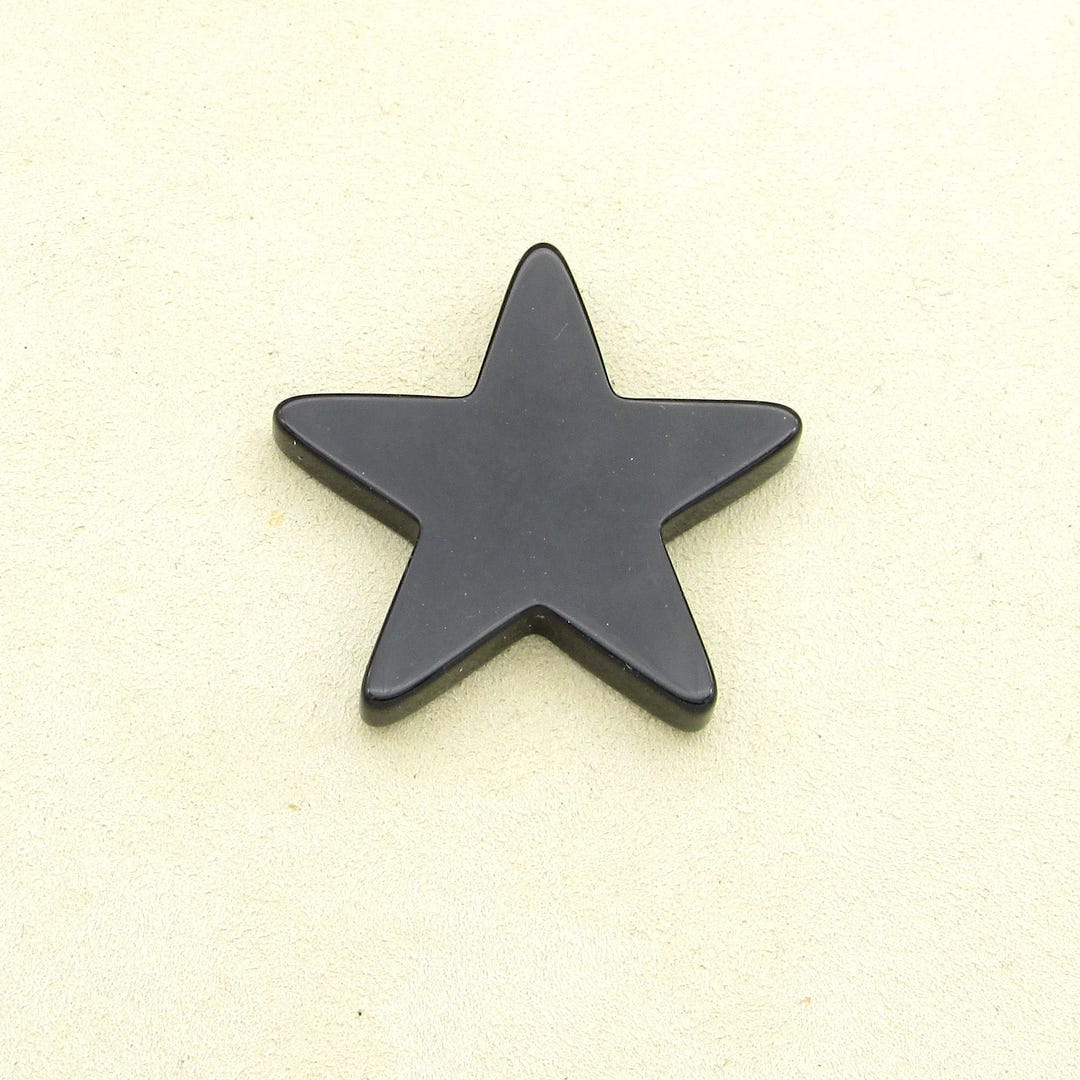 Star Shape Glass Stone, 36.75mm Opaque Black Flat Cabochon - Etsy