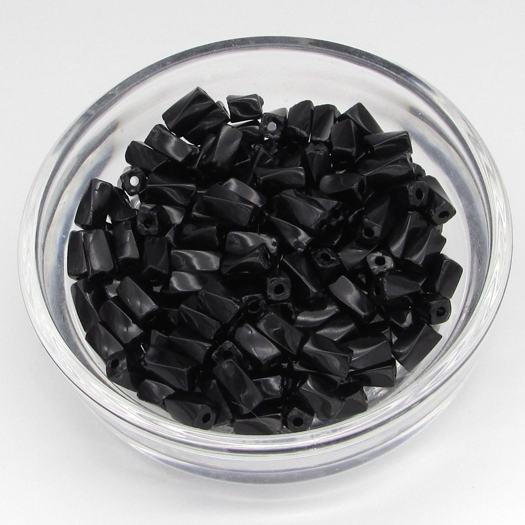 7x3.4mm Twisted Square Tubes, Opaque Jet Black Preciosa Czech Glass - Etsy