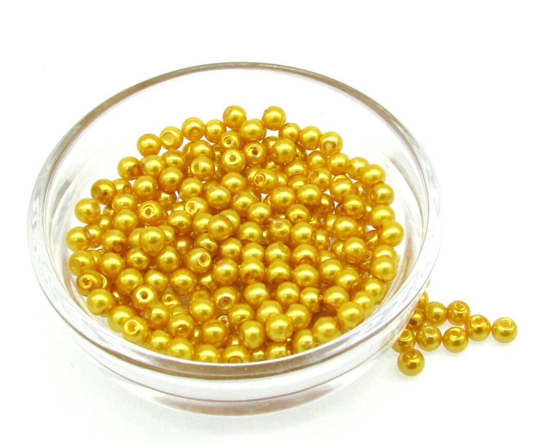 4mm Golden Yellow Glass Pearls - Etsy