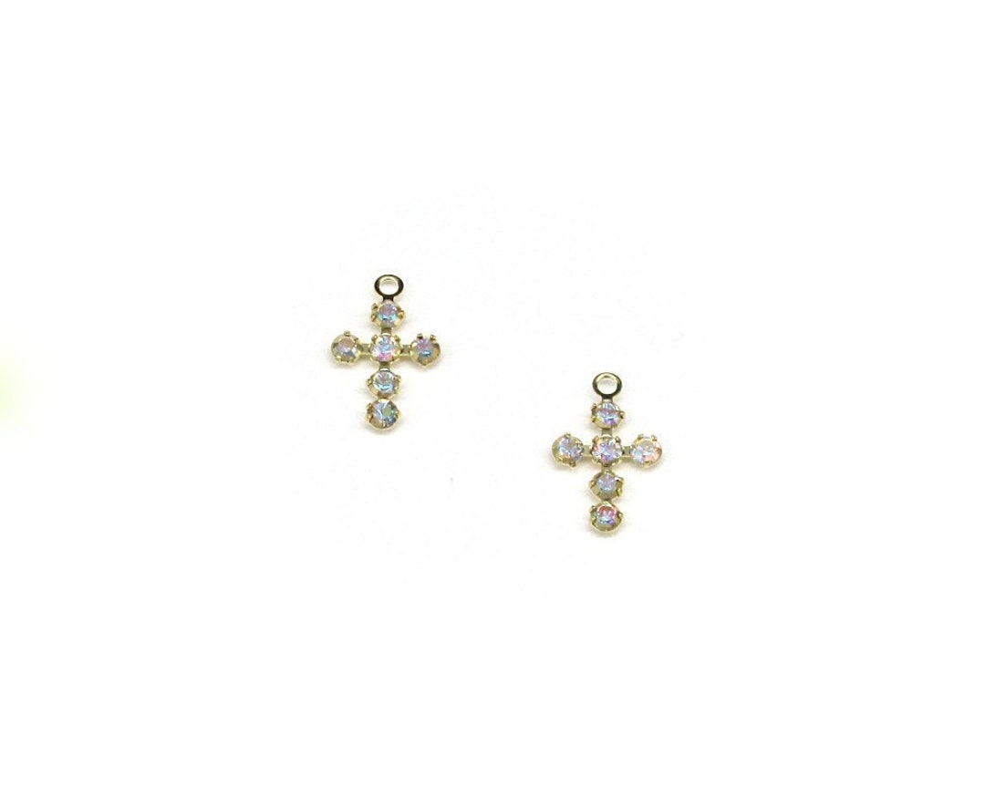 15mm Gold Plated Rhinestone Crosses (2) - Etsy