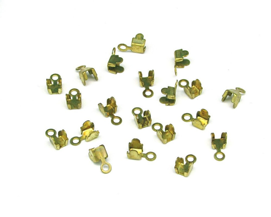 24pp Brass Cup Chain Connectors, Foldover Terminators for Rhinestone ...