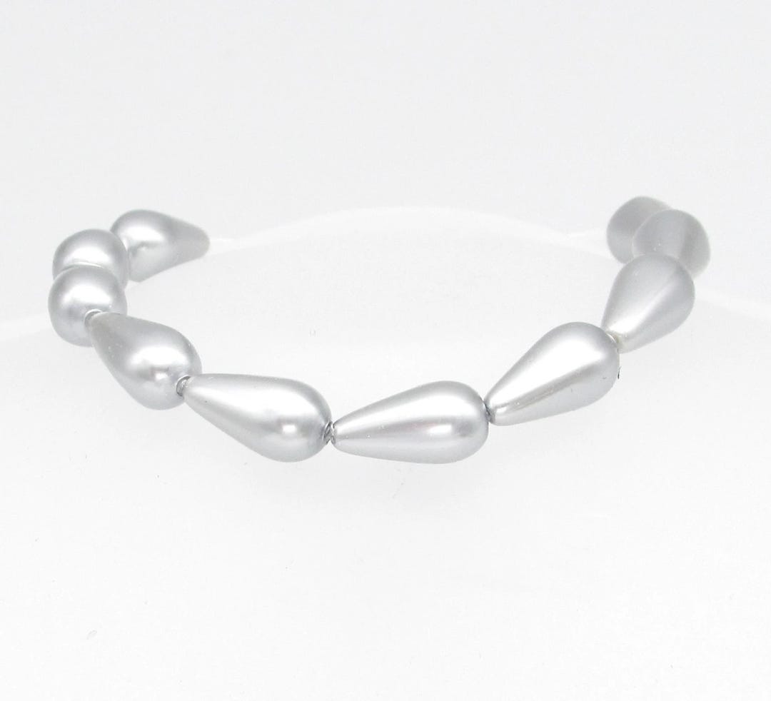 15mm Teardrops, Light Gray Preciosa Crystal Nacre Pearl Beads (10) - Etsy