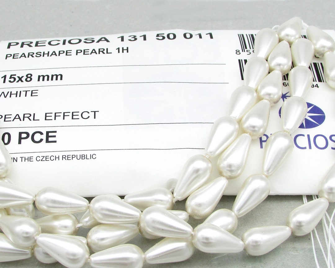 White Teardrop Pearl Effect Preciosa Crystal Nacre Pearl Beads - Etsy