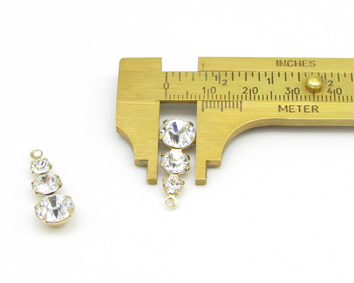 Gold Plated Rhinestone Drop Pendants - Etsy
