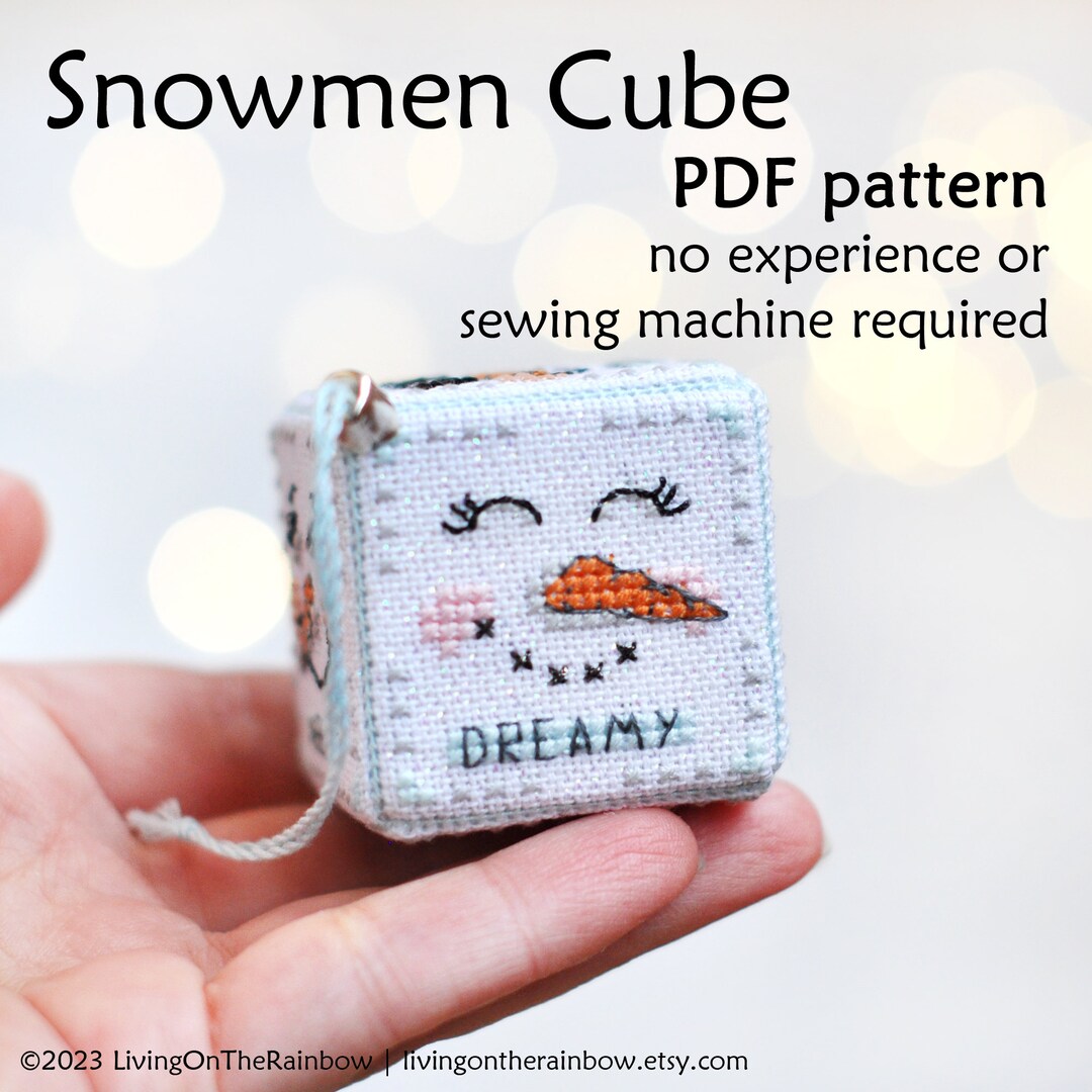 Snowmen Cross Stitch Cube Pattern: Winter Christmas Ornament (PDF ...