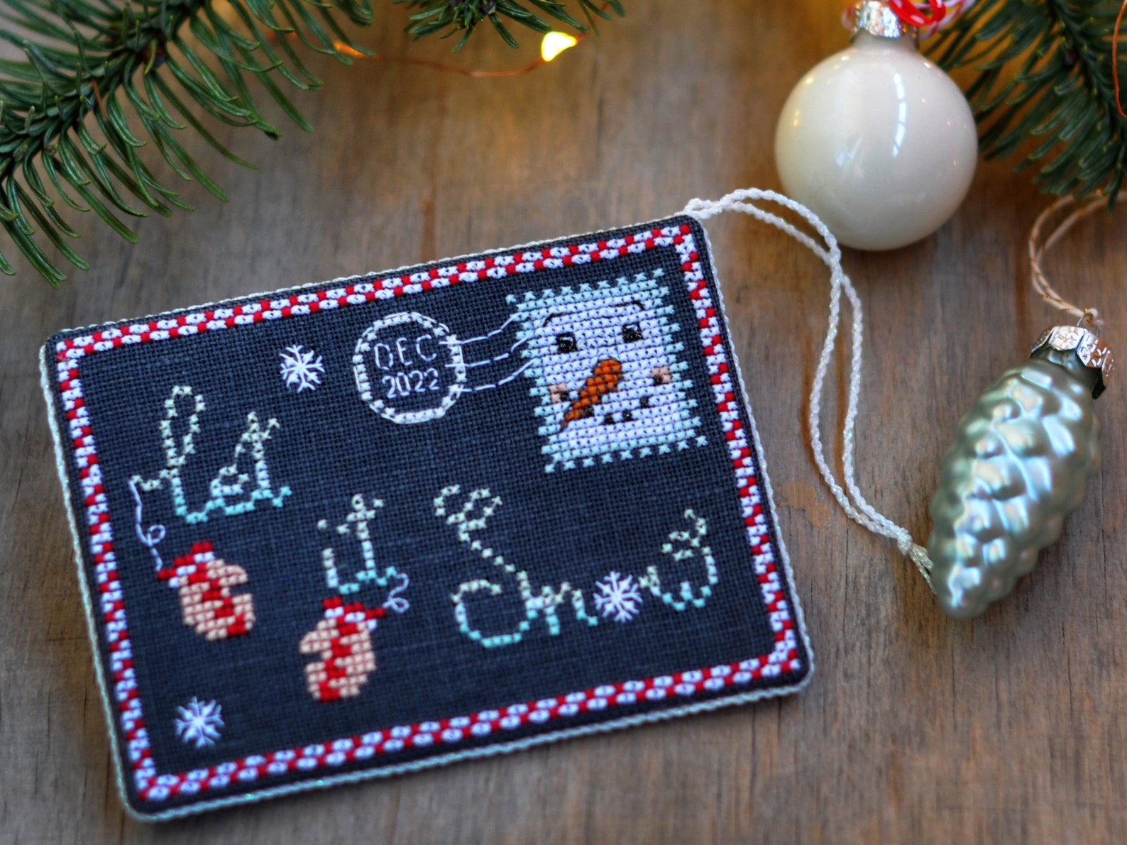 Let It Snow Cross Stitch Pattern. Christmas Card Cross Stitch - Etsy