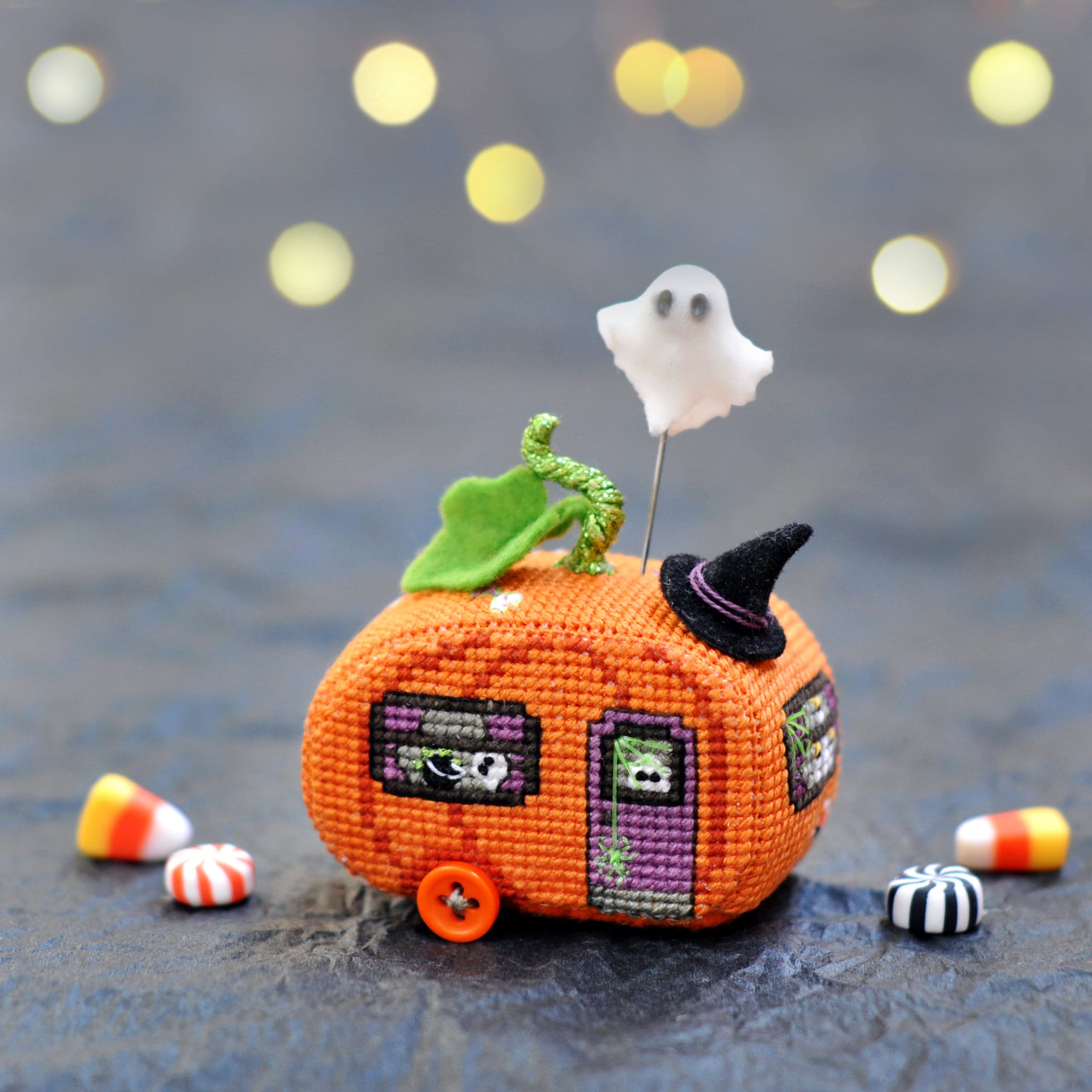 Haunted Caravan Cross Stitch Pattern: Halloween Pumpkin Camper ...