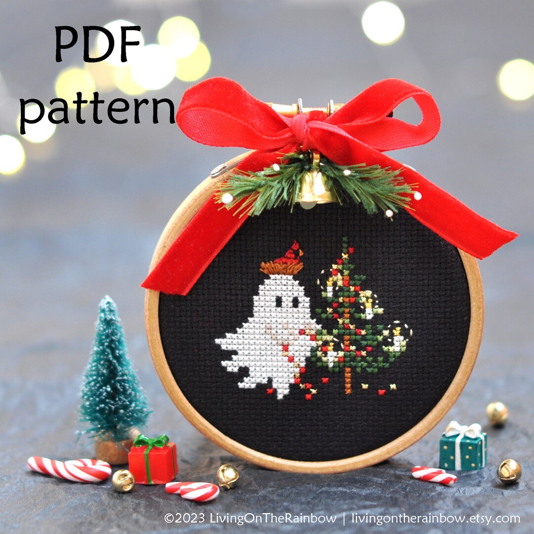 Christmas Ghost Cross Stitch. Winter Ghost Cross Stitch. Christmas ...