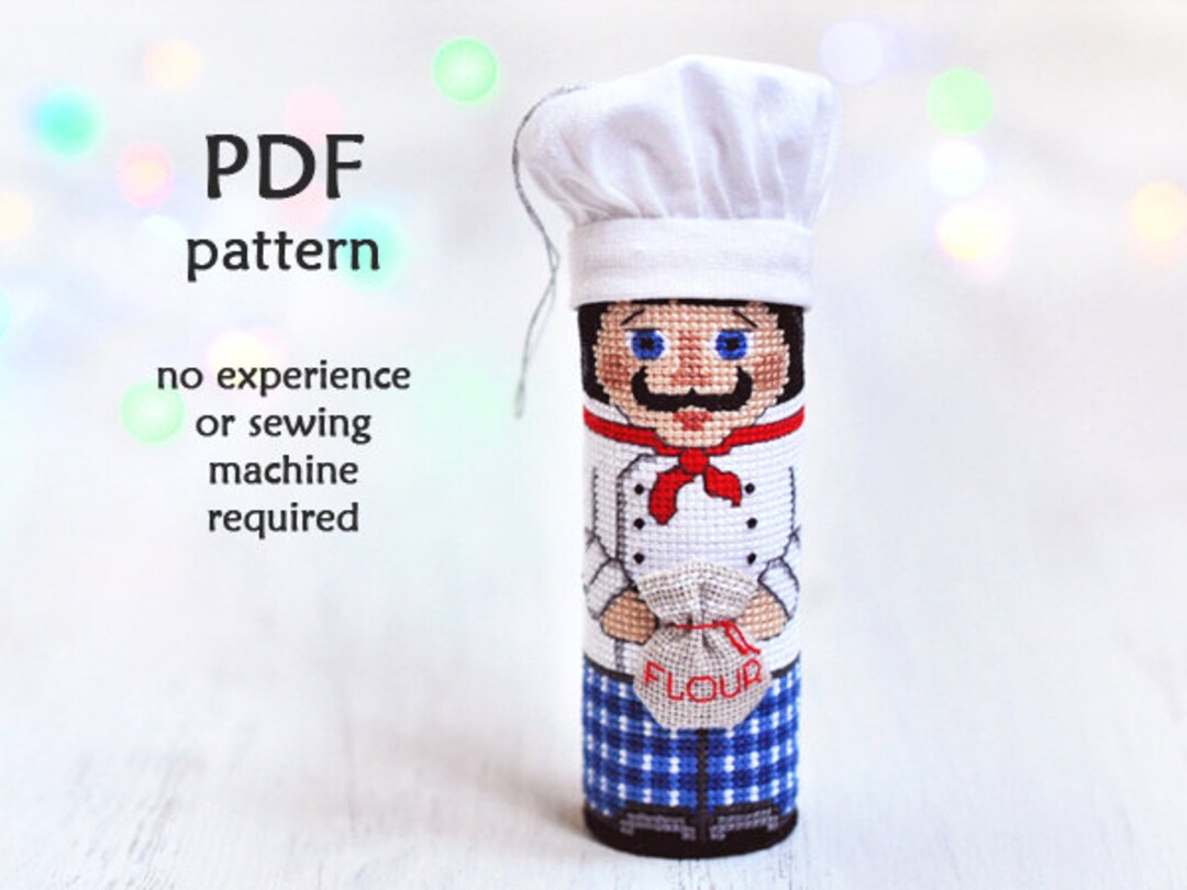 Christmas Cross Stitch Pattern. Chef Cross Stitch Christmas Ornament ...