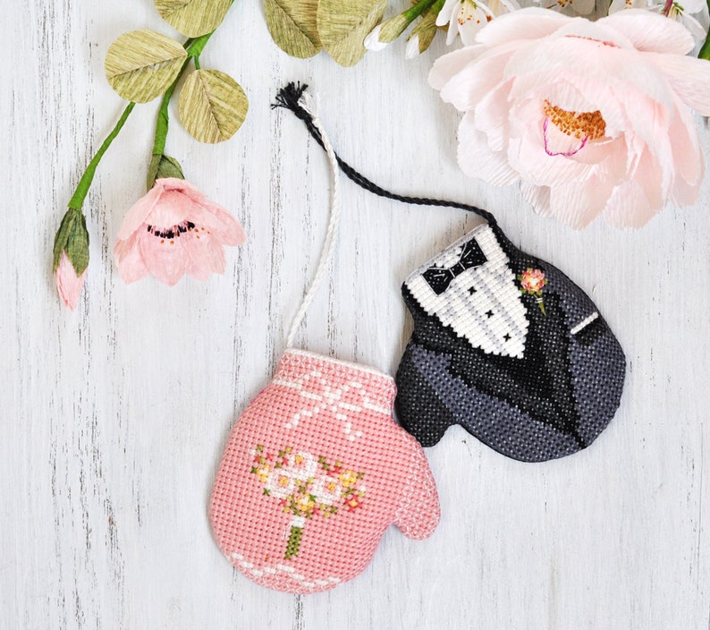 Wedding Cross Stitch Pattern. Mitten Cross Stitch Pattern. Mr - Etsy