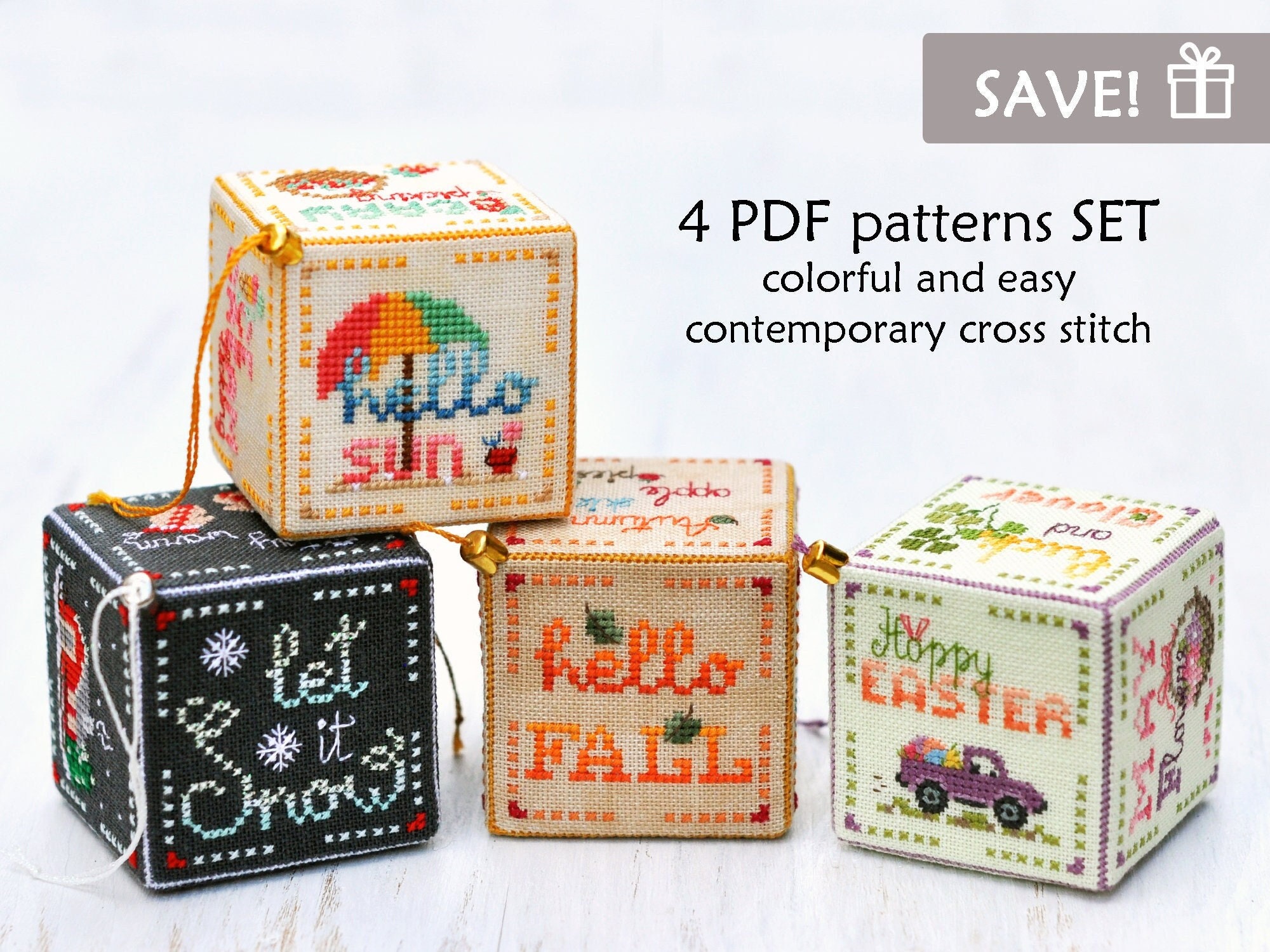 Seasons Cross Stitch Pattern SET. Winter Cross Stitch. Spring - Etsy