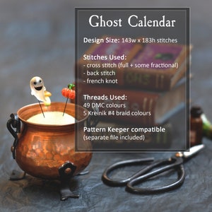 Ghost Calendar Cross Stitch. Ghost Cross Stitch Pattern. Halloween ...