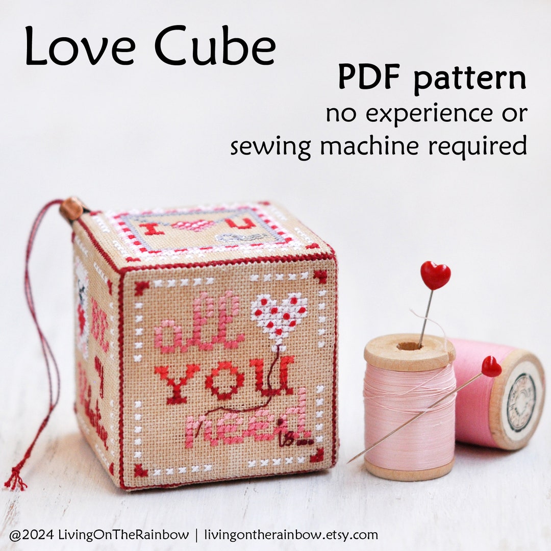 Love Cross Stitch Pattern. Valentines Cross Stitch Pattern. Cube Cross ...
