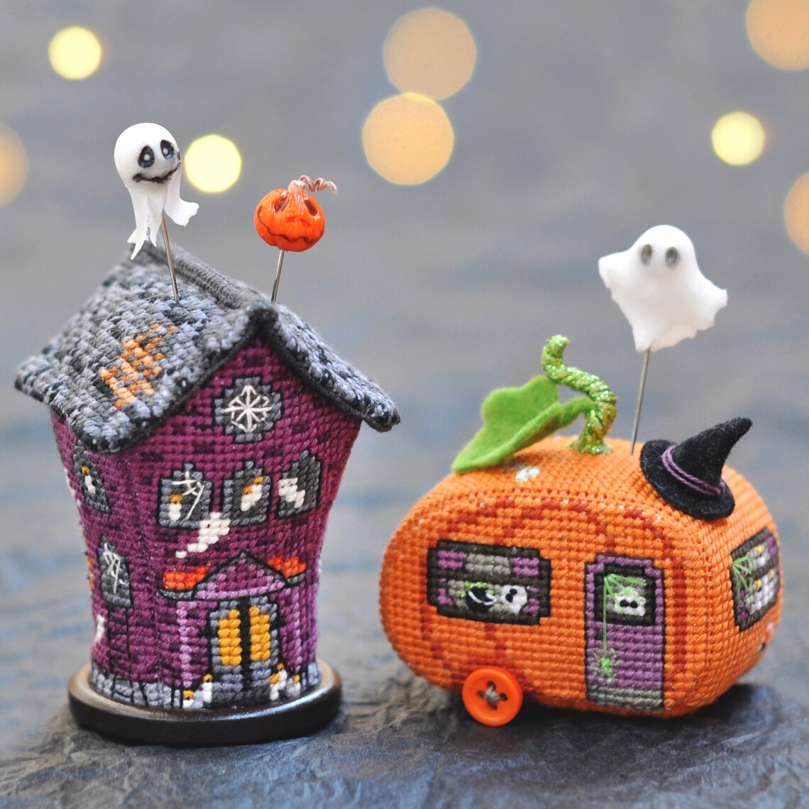 Haunted Caravan Cross Stitch Pattern: Halloween Pumpkin Camper ...