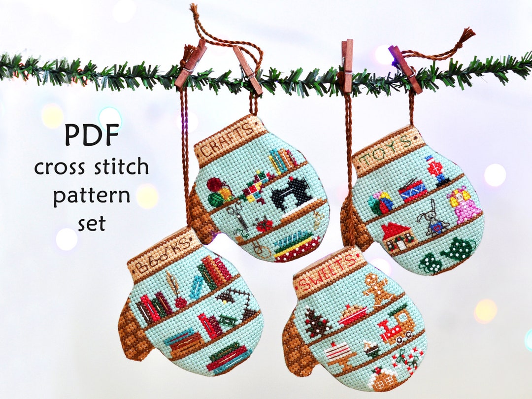 Mitten Christmas Ornament Cross Stitch Pattern: Shop Windows (PDF ...